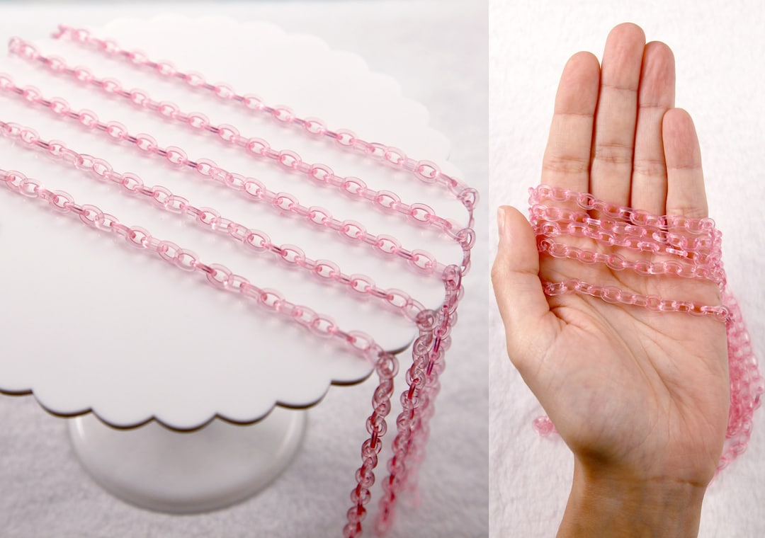 Transparent Pink Plastic Chain 8mm Perfect Acrylic or Plastic Chain 20 ...