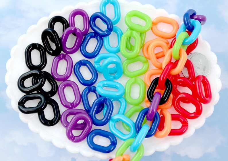 Plastic Chain Links - 20mm Deep Dark Colors Plastic or Acrylic Chain ...