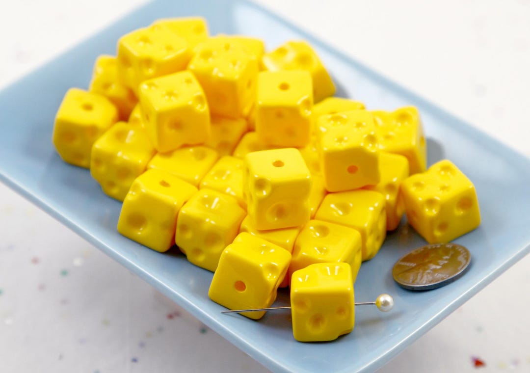Cheese Beads - 10 Pieces - Cute Cheese Chunk Resin or Acrylic Beads ...