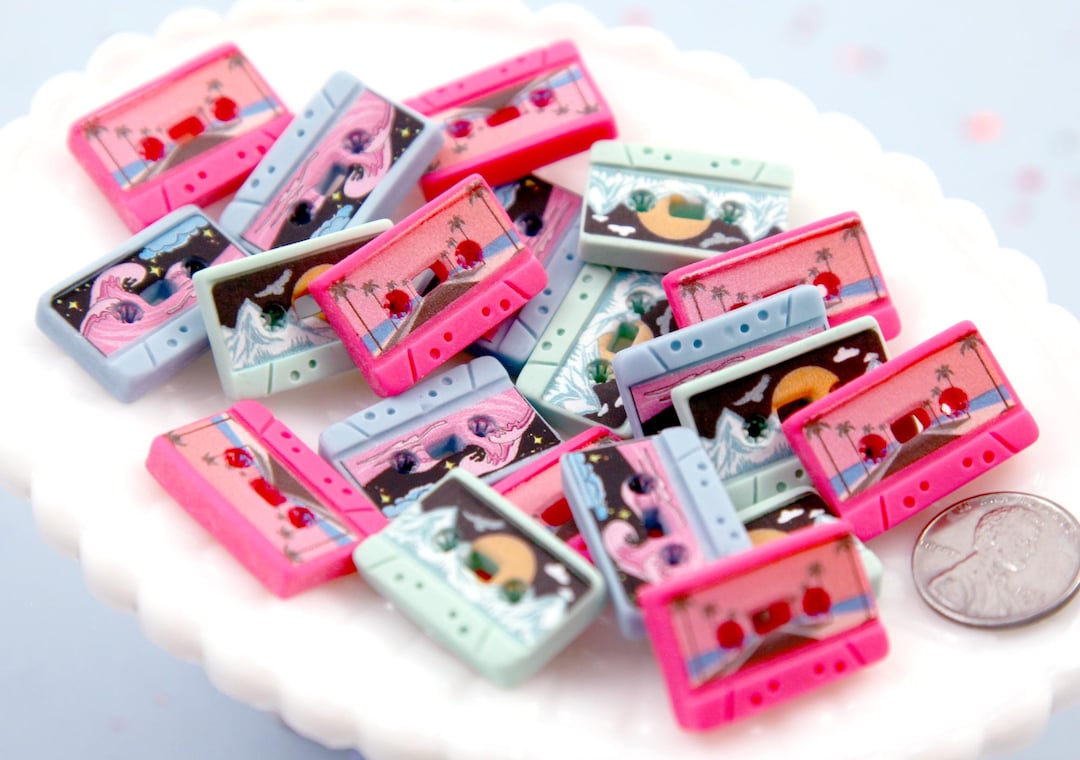 Tiny Cassette Tape Flatbacks - 12 Pieces - 24mm Mini Retro Cassette ...