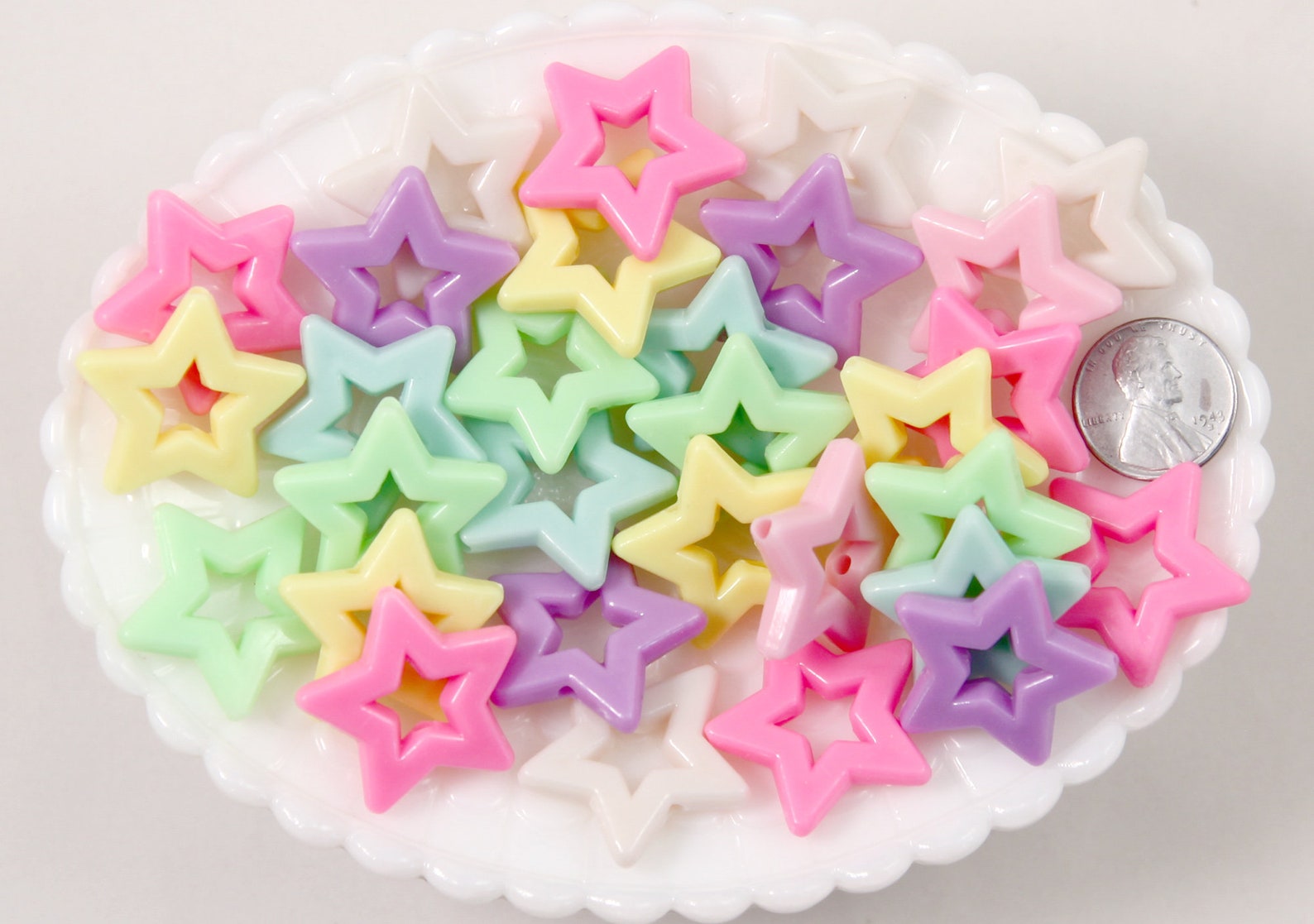 Pastel Star Beads - 27mm Beautiful Bright Big Pastel Outline Star ...