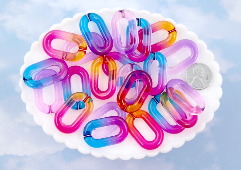 Plastic Chain Links 30mm Big Gradient Color Plastic Chain - Etsy