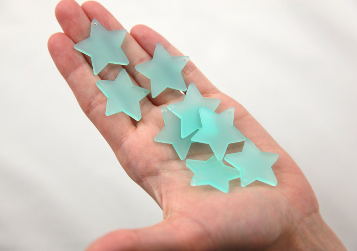 Resin Star Charms 30mm Sea Glass Blue Star Resin Charms 6 - Etsy
