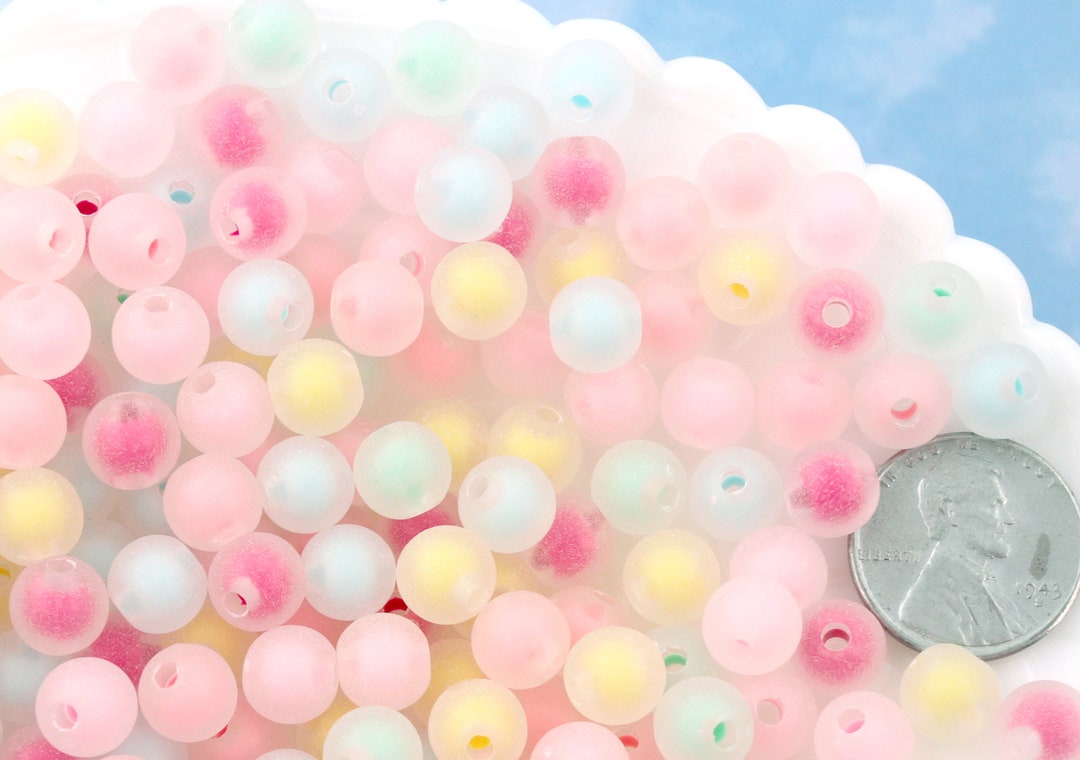 Pastel Beads - 8mm Tiny Matte Pastel Double Inner Bead Resin or Acrylic ...