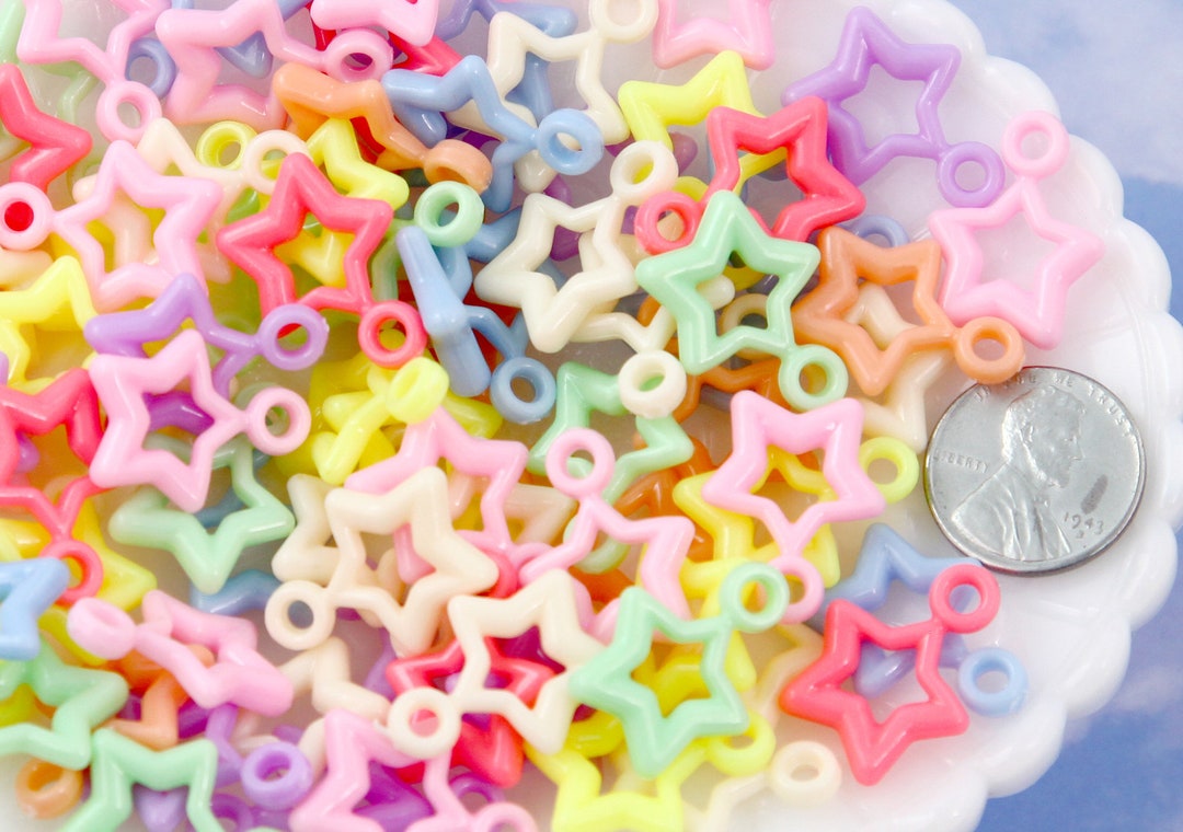 Plastic Star Charms - 20mm Pastel Star Outline Plastic or Acrylic ...