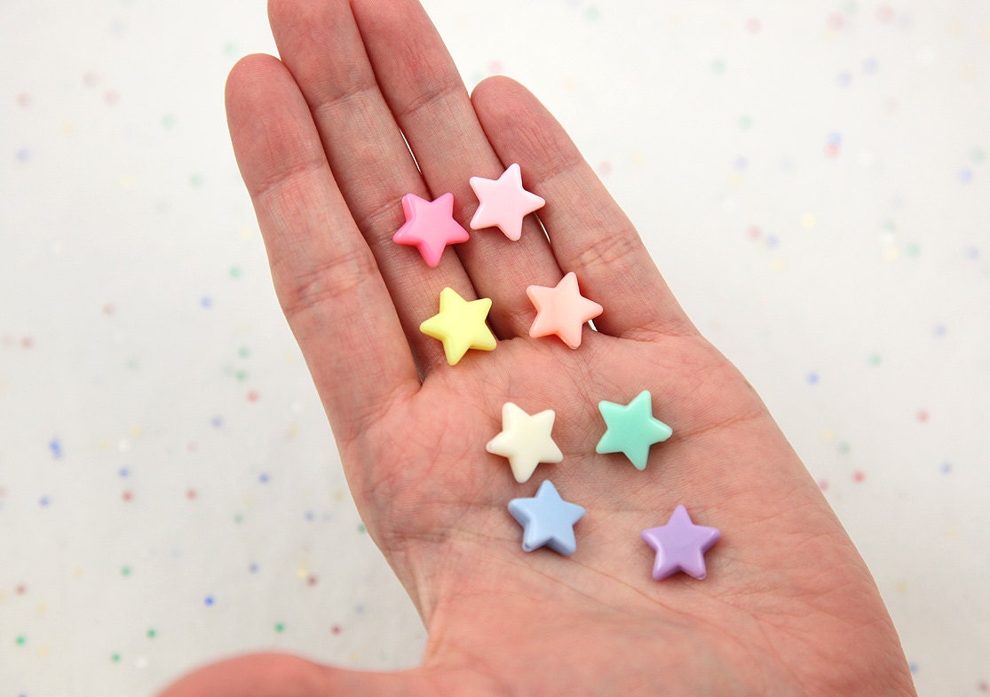 Pastel Star Beads - 14mm Beautiful Bright Pastel Star Acrylic or Resin ...