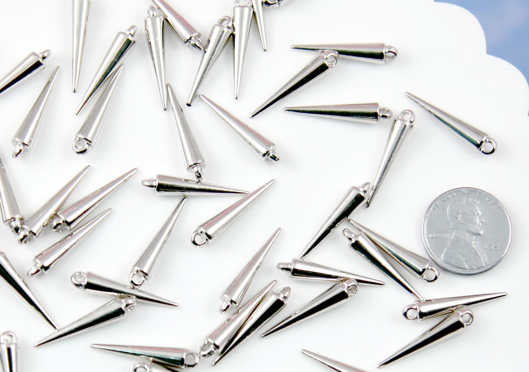 Spike Charms - 30 Pc Set - 23mm Silver Spiky Charm - Electroplated ...