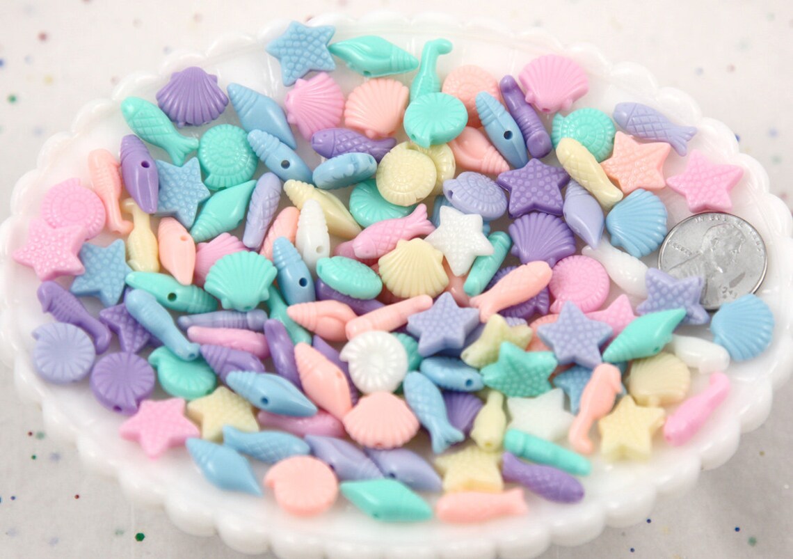 Mermaid Beads Seashore Mix Small Pastel Mermaid Acrylic or - Etsy