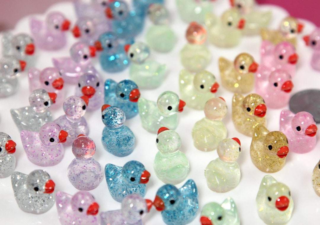 Mini Glitter Resin Ducks: Tiny Plastic Cabochons (20 Pcs) - Etsy