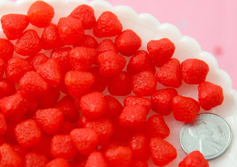 Fake Strawberries 10mm Fake Strawberry Chunks Soft Squishy - Etsy
