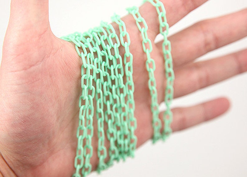 Plastic Chain - 7mm Delicate Mint Green Plastic Chain - 55 Inches or ...