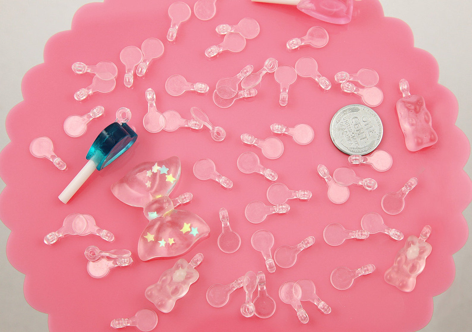 Plastic Bails - 15mm Clear Round Transparent Plastic Glue on Bails ...