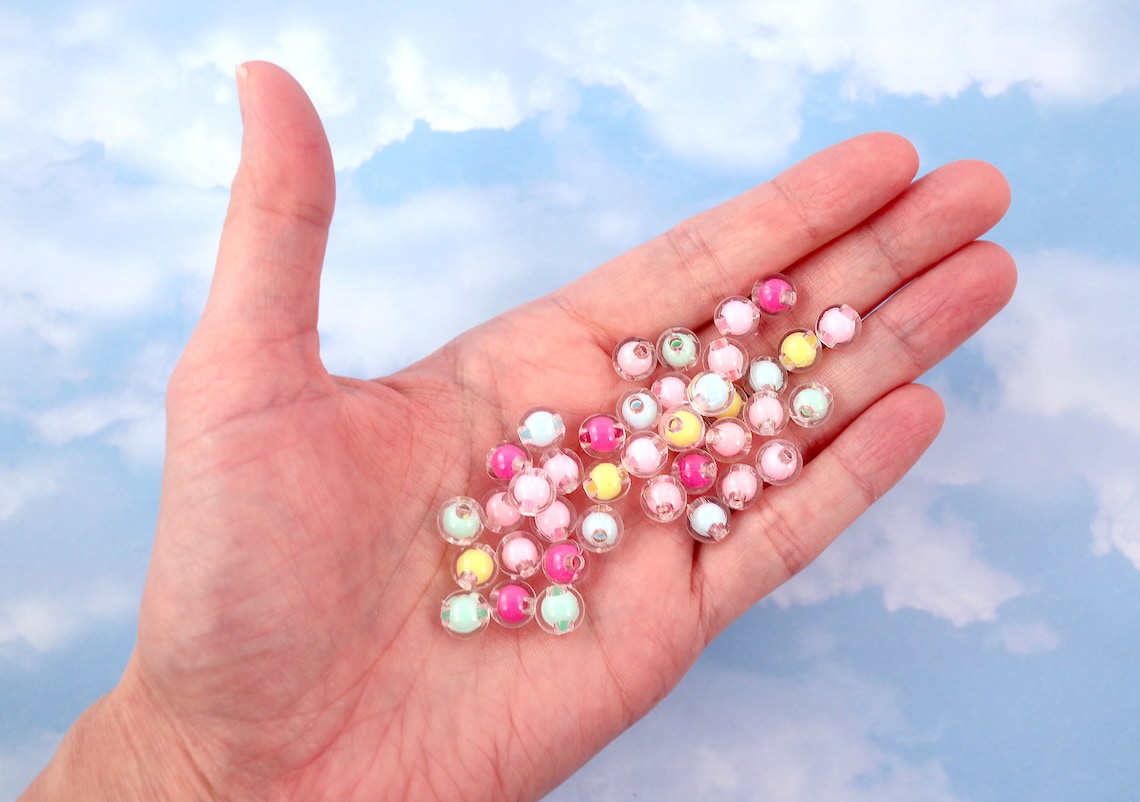 Pastel Beads 8mm Tiny Pastel Double Inner Bead Resin or - Etsy