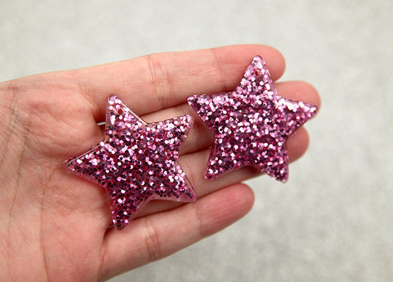 Resin Star Charms 40mm Pinkish Lavender Glitter Stars Resin | Etsy