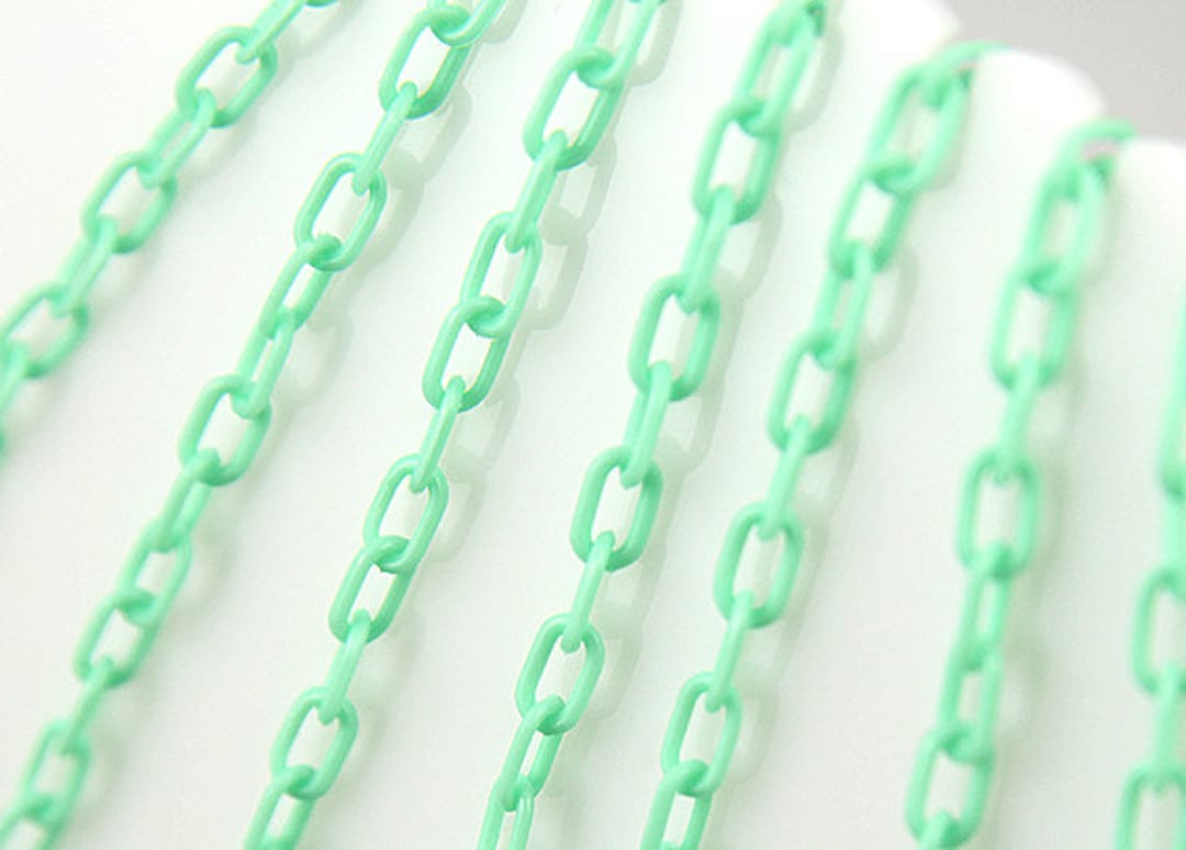 Plastic Chain 7mm Delicate Mint Green Plastic Chain 55 Inches or 140 Cm ...