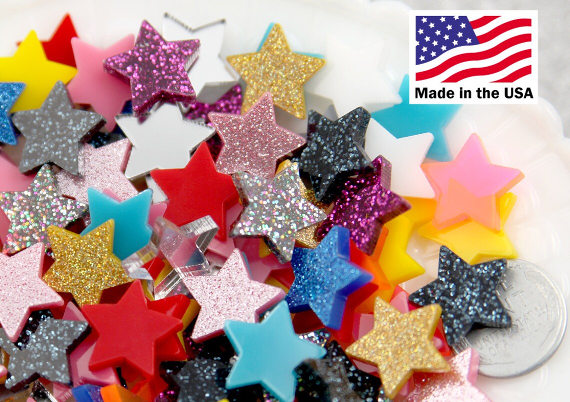 Star Resin Cabochons 15mm Mini Stars Resin or Acrylic - Etsy