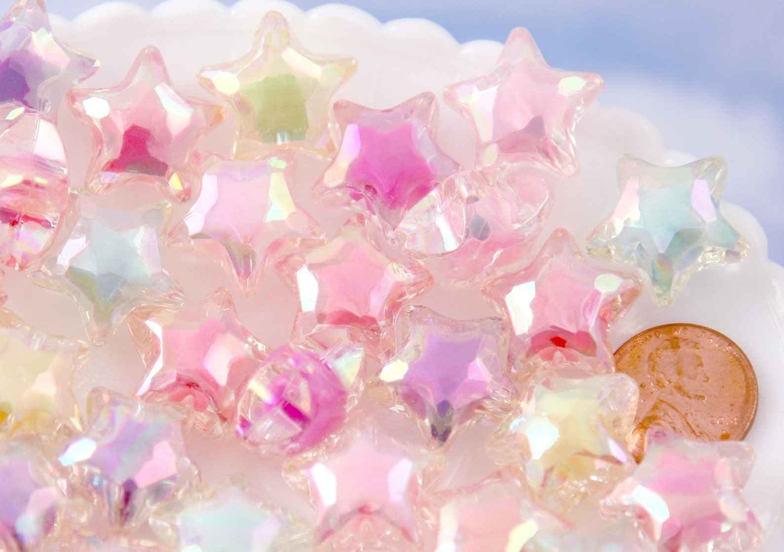Pastel Star Beads - 20mm AB Pastel Shooting Star Resin or Acrylic Beads ...