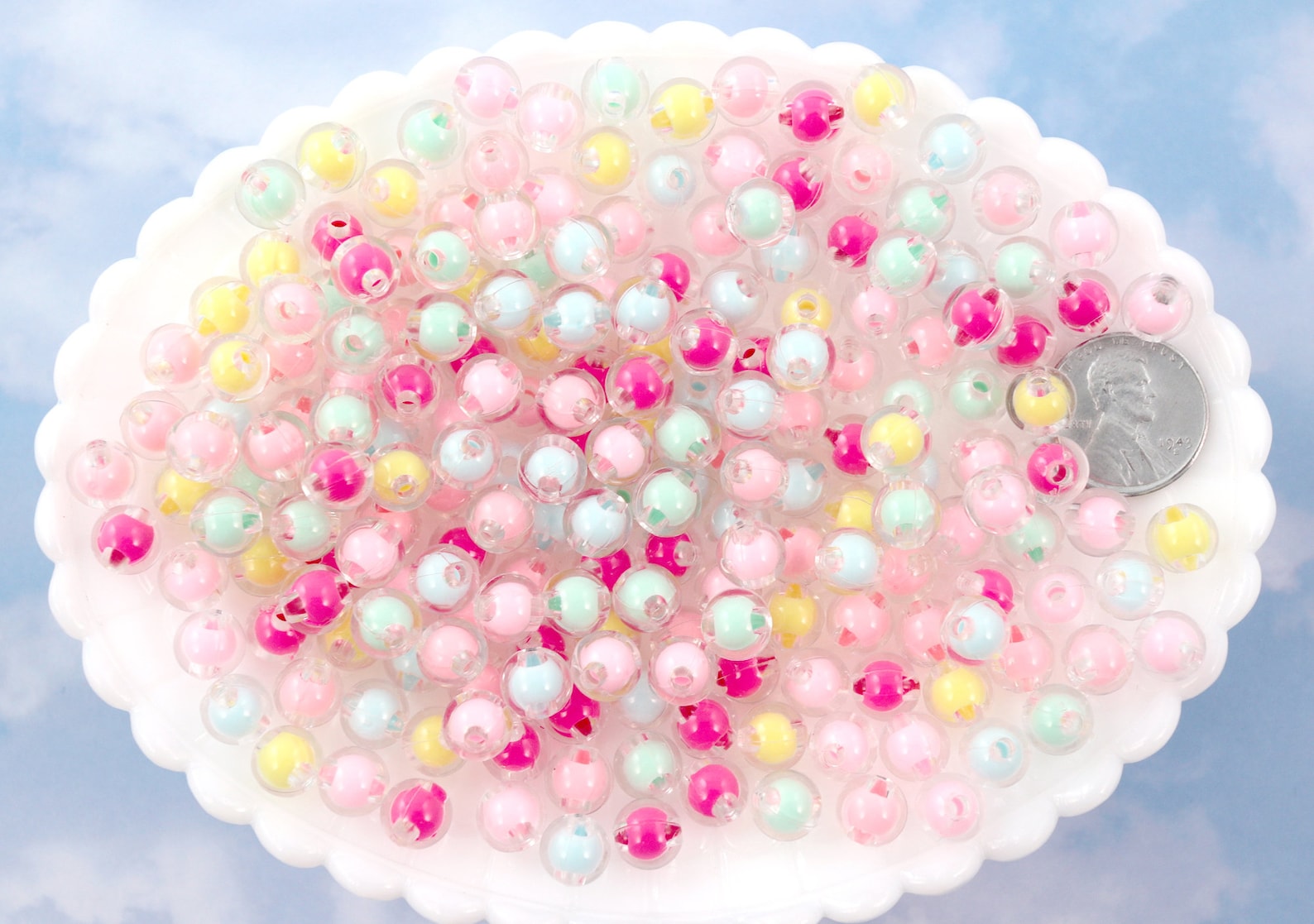 Pastel Beads 8mm Tiny Pastel Double Inner Bead Resin or - Etsy
