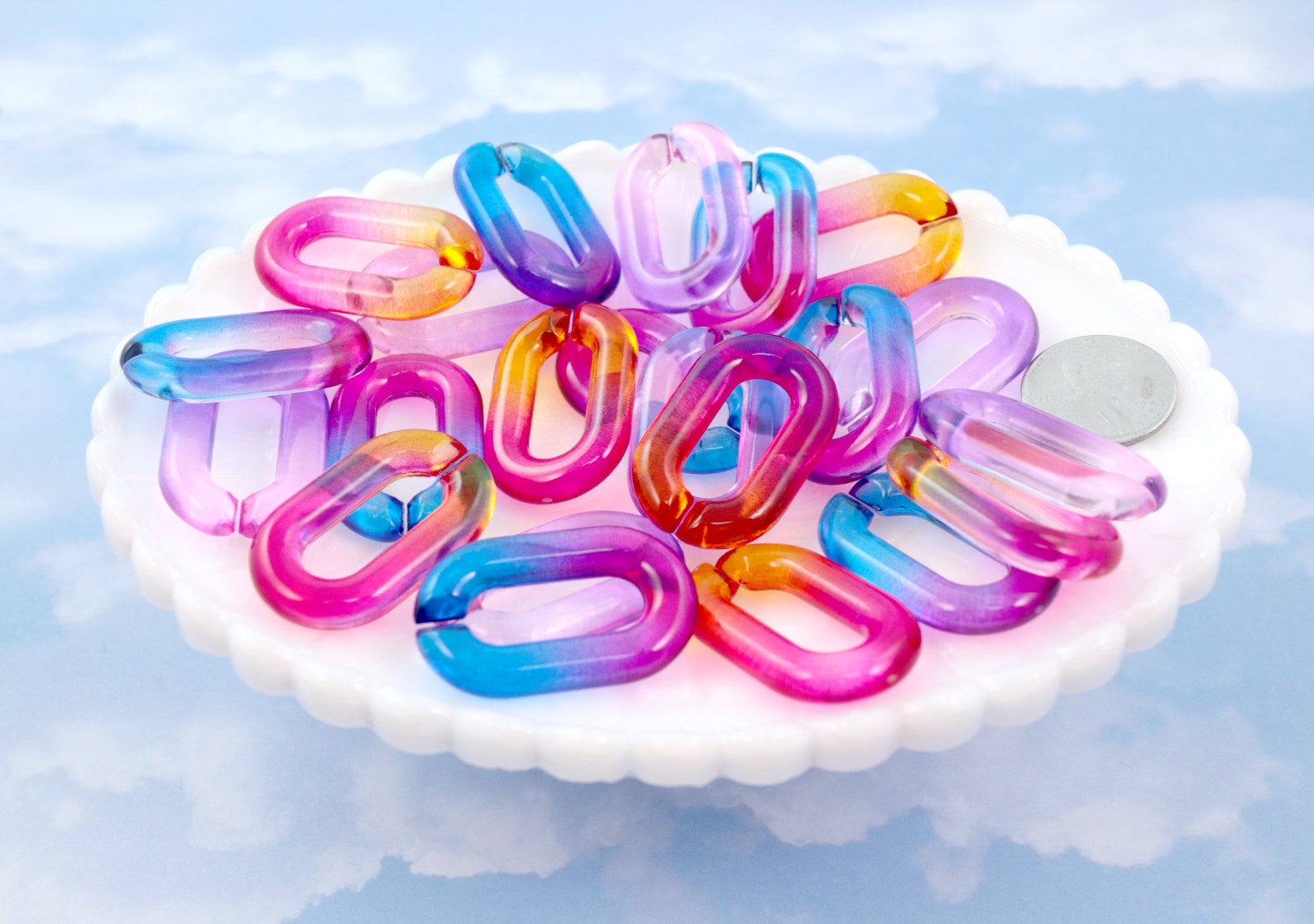 Plastic Chain Links 30mm Big Gradient Color Plastic Chain - Etsy