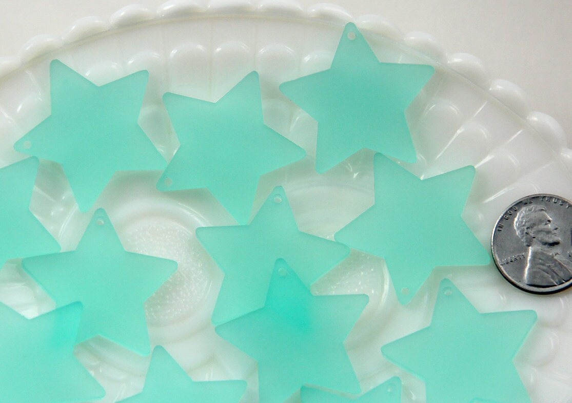 Resin Star Charms 30mm Sea Glass Blue Star Resin Charms 6 - Etsy