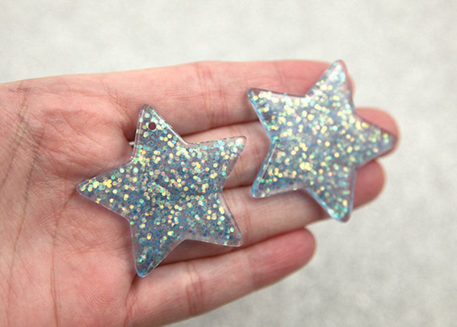 Resin Star Charms 40mm Light Blue Glitter Stars Resin Charms - Etsy