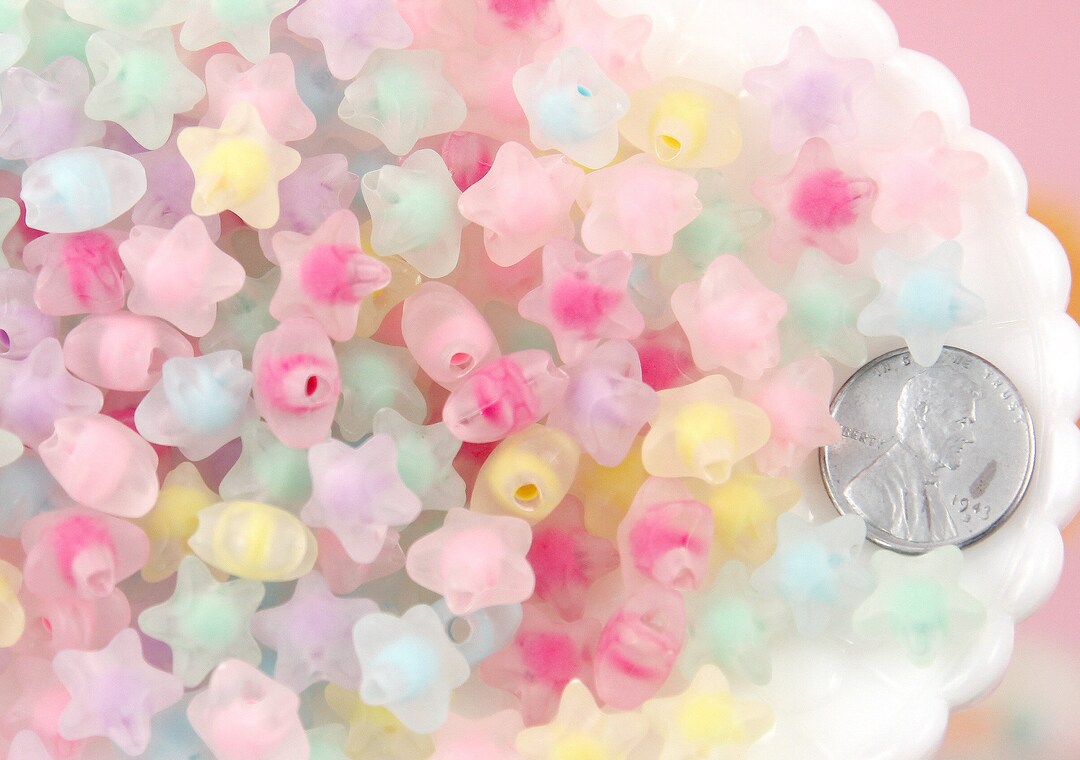 Pastel Star Beads - 12mm Small Pastel Matte Finish Acrylic Star Beads ...