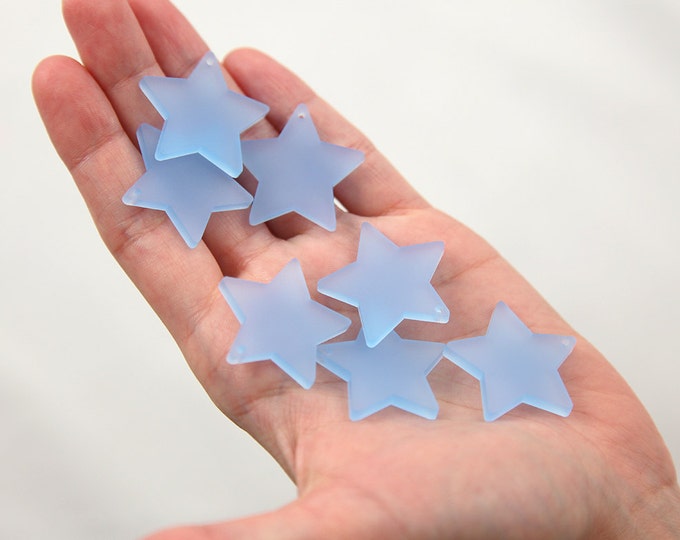 Resin Star Charms - 30mm Ice Blue Star Resin Charms - 6 Pc Set - Etsy