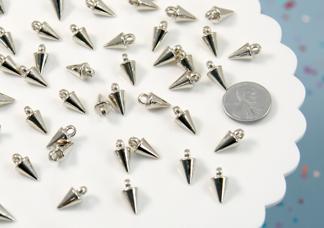 Small Spike Charms - 50 Pc Set - 15mm Small Spiky Charm - Electroplated ...