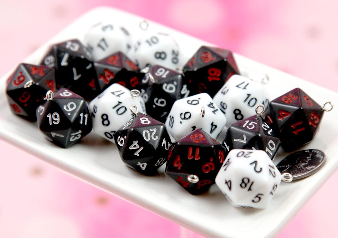 D20 Charms - 6 Pieces - 20mm Polyhedral Dice Charms D12 D16 DND ...