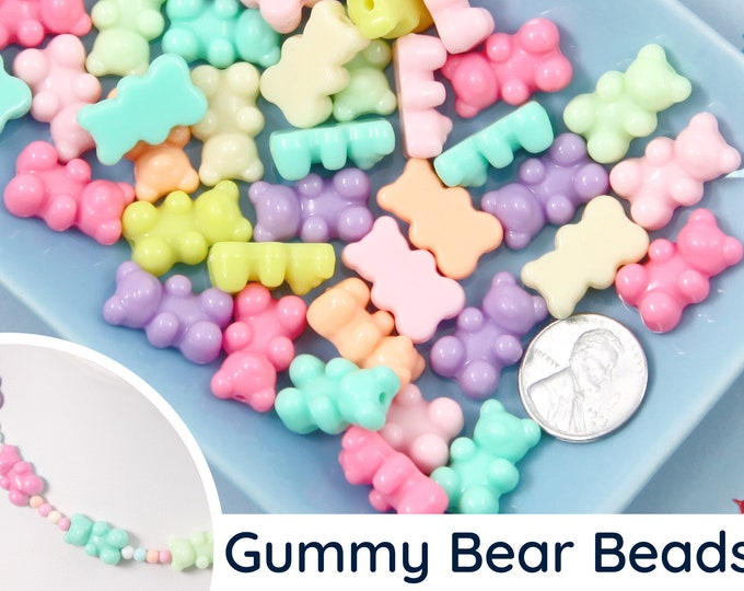 Gummy Bear Beads - 17mm Fake Gummy Bears With Hole for Stringing - Fake ...