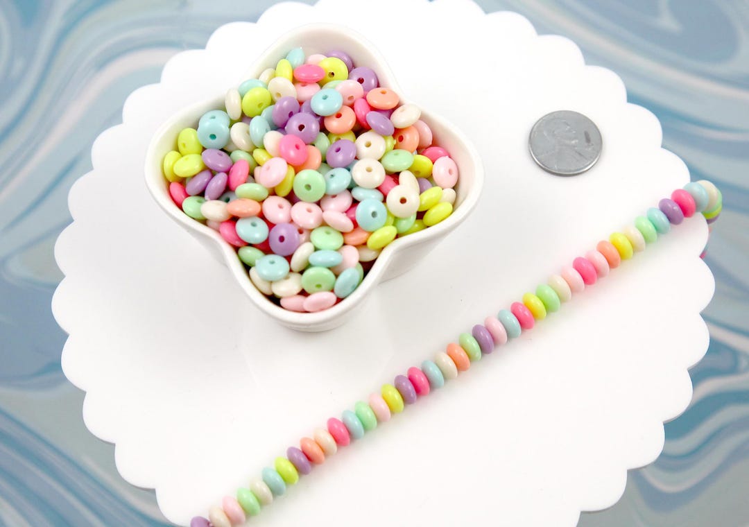 Candy Necklace Beads - 8mm Tiny Candy Color Rondelle Pastel Disc Shaped ...