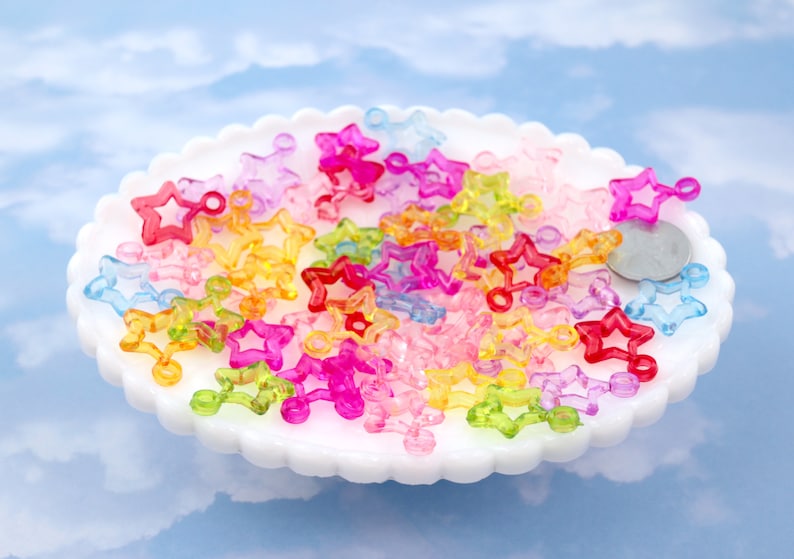 Plastic Star Charms 20mm Transparent Star Outline Plastic or | Etsy