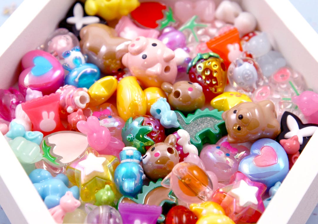 Cute Bead Grab Bag - Cute Animals and Shapes - Mixed Lot of Plastic ...