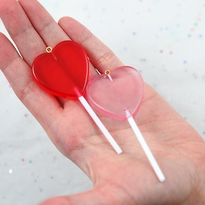 Fake Candy Charms 83mm Big Heart Shaped Fake Lollipop Faux Candy ...