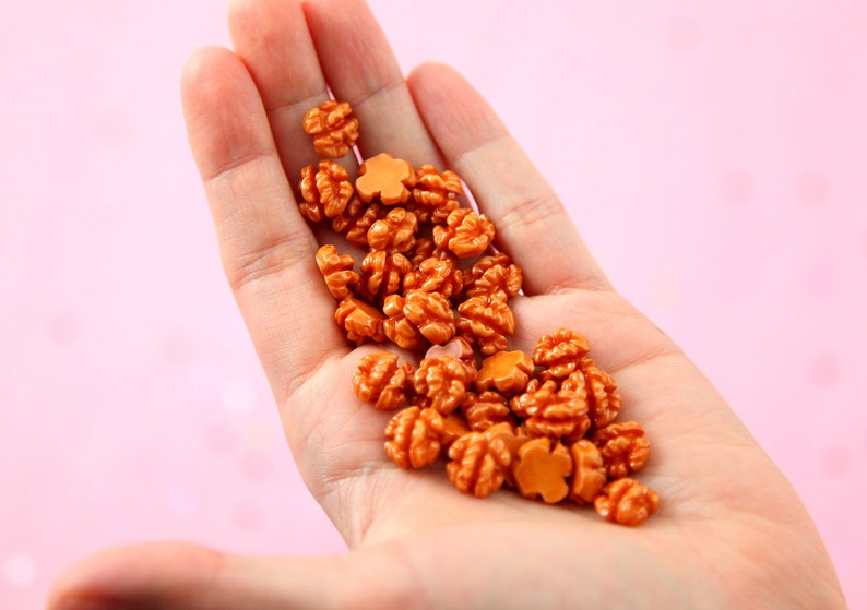 Fake Nuts - 12mm Fake Walnut Slices Plastic Food or Resin Cabochons ...