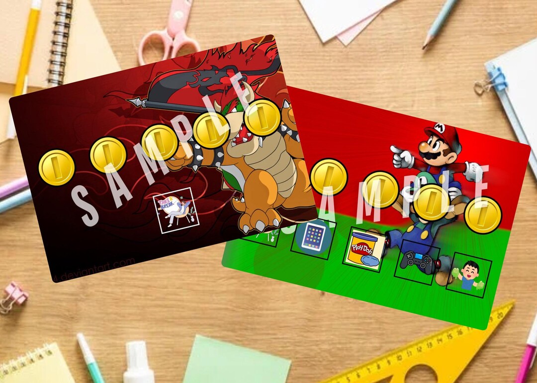 Super Mario, Luigi, and Bowser Token Board, Reinforcer Board, Reward ...