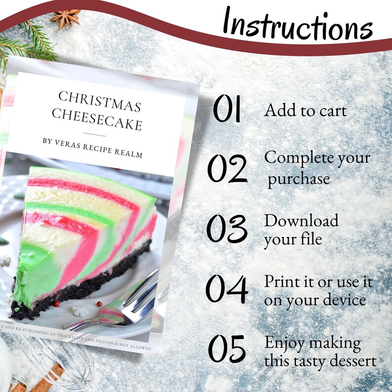 Christmas Cheesecake | Digital Recipe | Homemade Dessert | PDF ...
