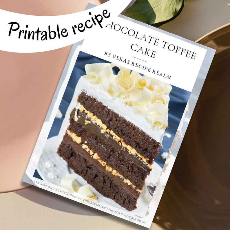 Chocolate Toffee Cake | Digital Recipe | Homemade Dessert | PDF Print ...
