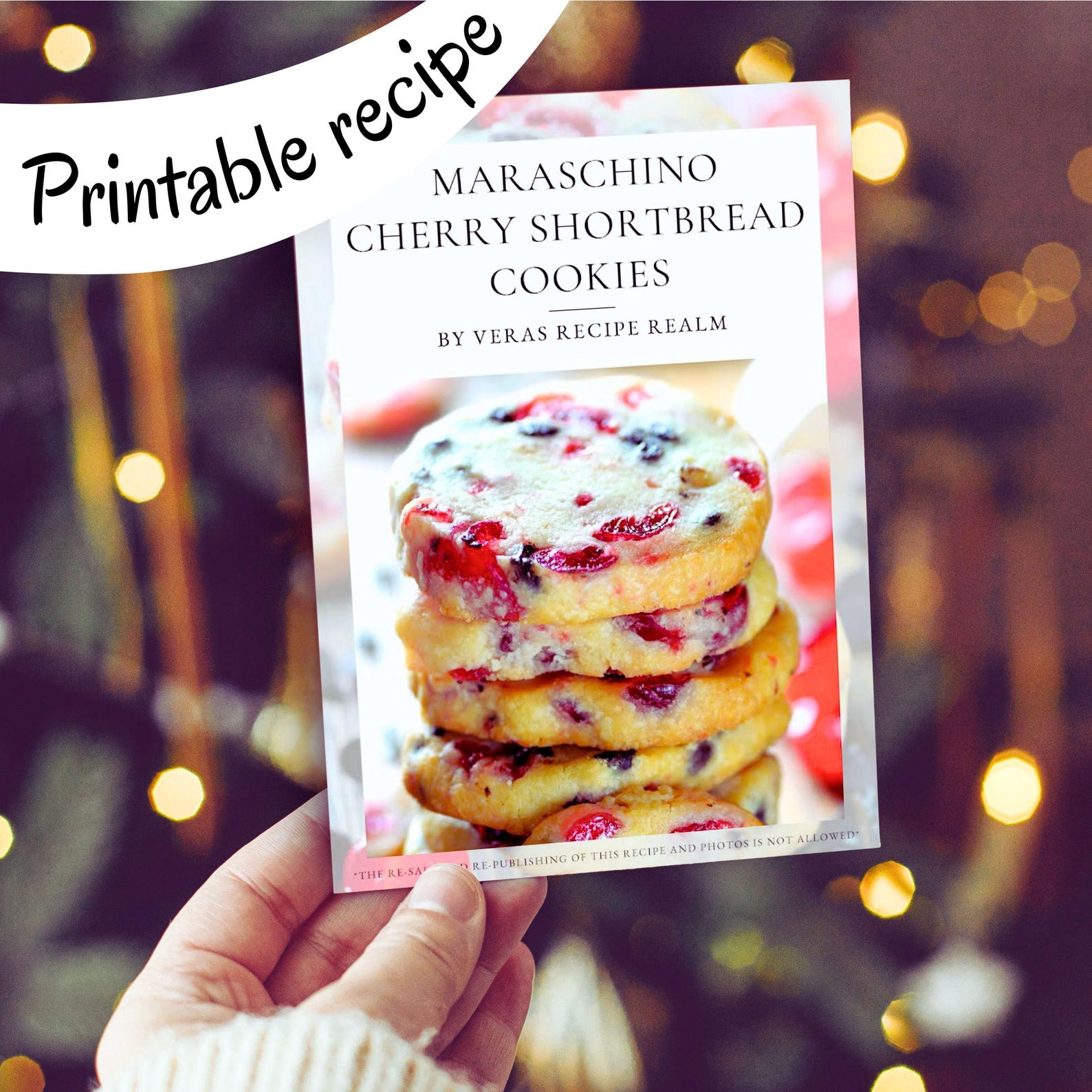 Maraschino Cherry Shortbread Cookies: Christmas Digital Recipe (PDF) - Etsy