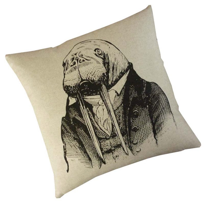 Dr. Walrus silkscreened cotton canvas throw pillow 18 inch | Etsy