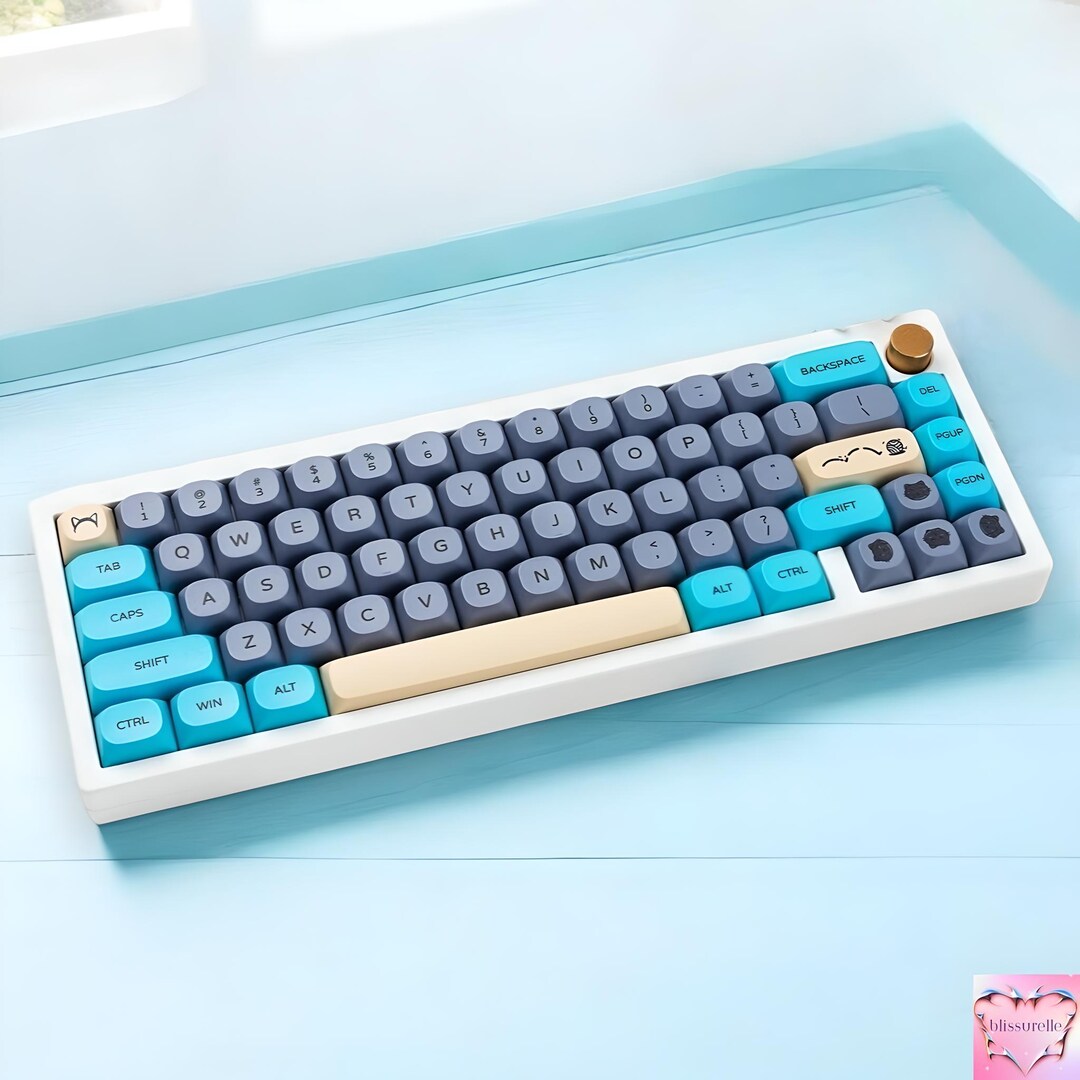 126 Midnight Cat Themed Keycaps, MA Profile, Mechanical Keyboard Caps ...