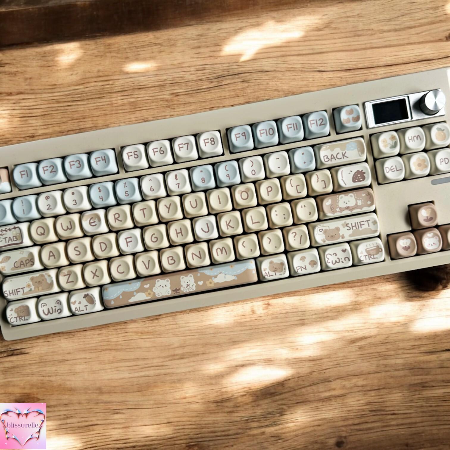132 Tea Bear Themed Keycaps, MOA Profile, Mechanical Keyboard, Custom ...