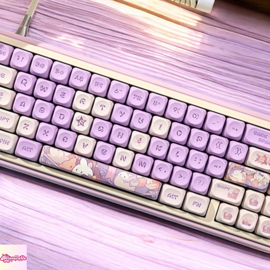 130 Purple Rabbit Themed Keycaps, Keycaps Set, Custom Keycaps, Unique ...