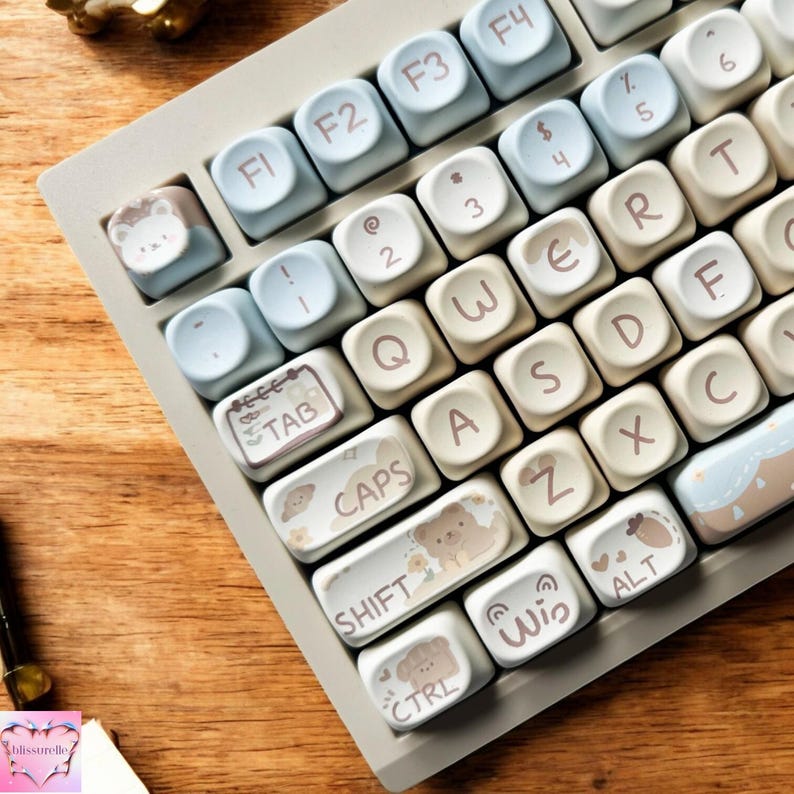 132 Tea Bear Themed Keycaps, MOA Profile, Mechanical Keyboard, Custom ...