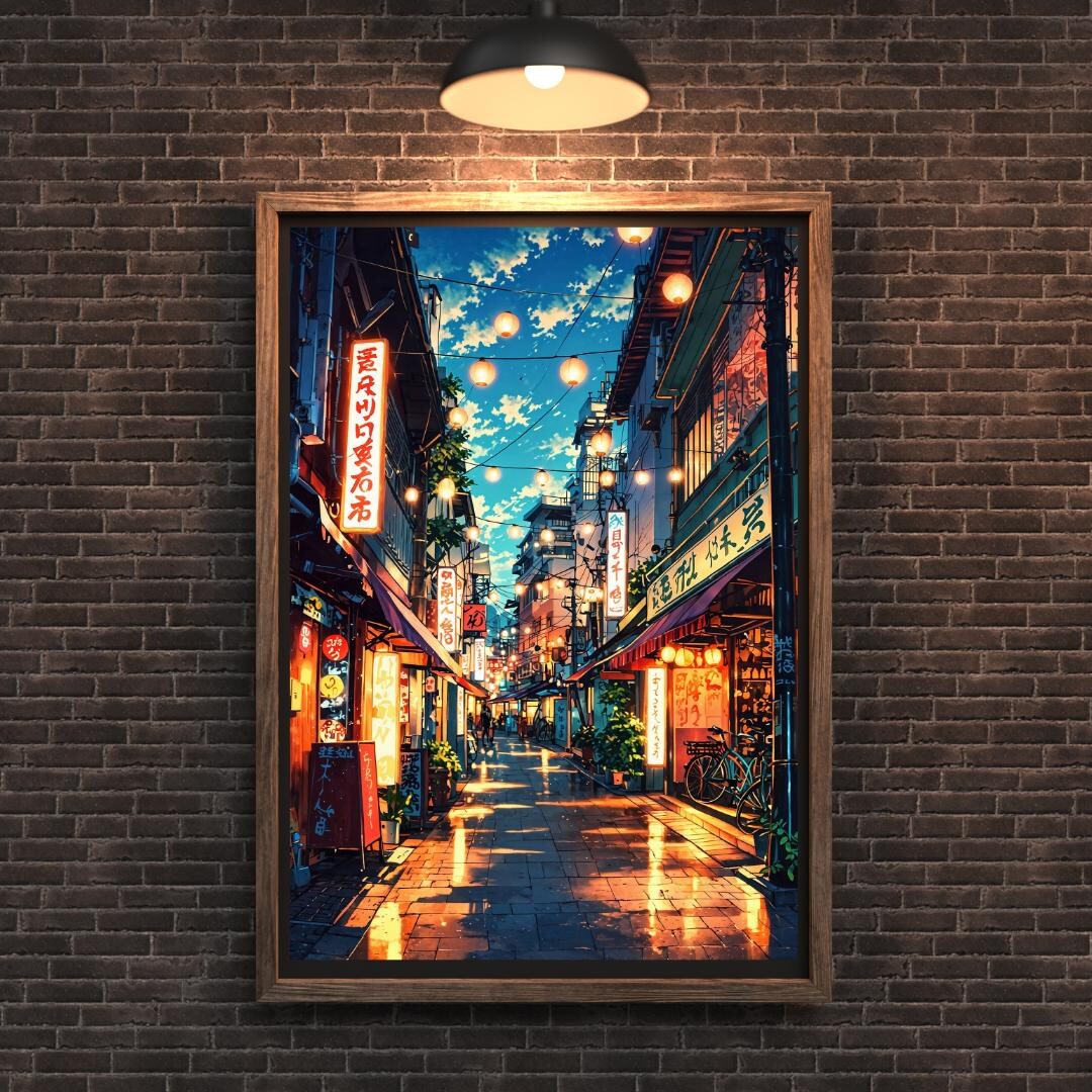 Tokyo Street Scene Manga Art, Japanese Urban Poster, Anime-inspired ...
