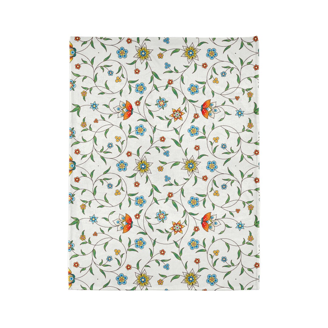 Arabesque Vintage Seamless Pattern Soft Polyester Blanket, Cute Floral ...