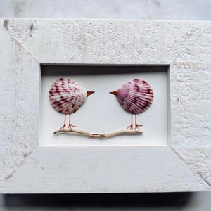 Seashell Birds Small Frame Beach Home Decor White Coastal, Wedding Gift ...
