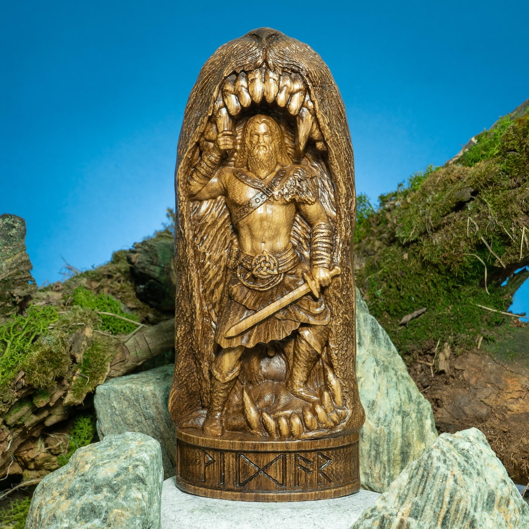 Norse Gods, Vidar Wooden Statue, Nordic Idol, Altar Statue, Unique Gift ...