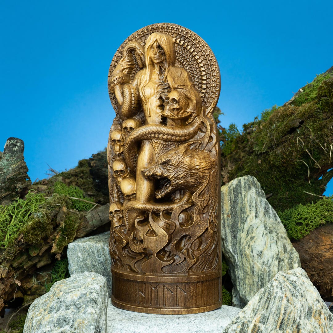 Scandinavian Figures Hel Goddess Wooden Statue Norse Mythology Pagan ...