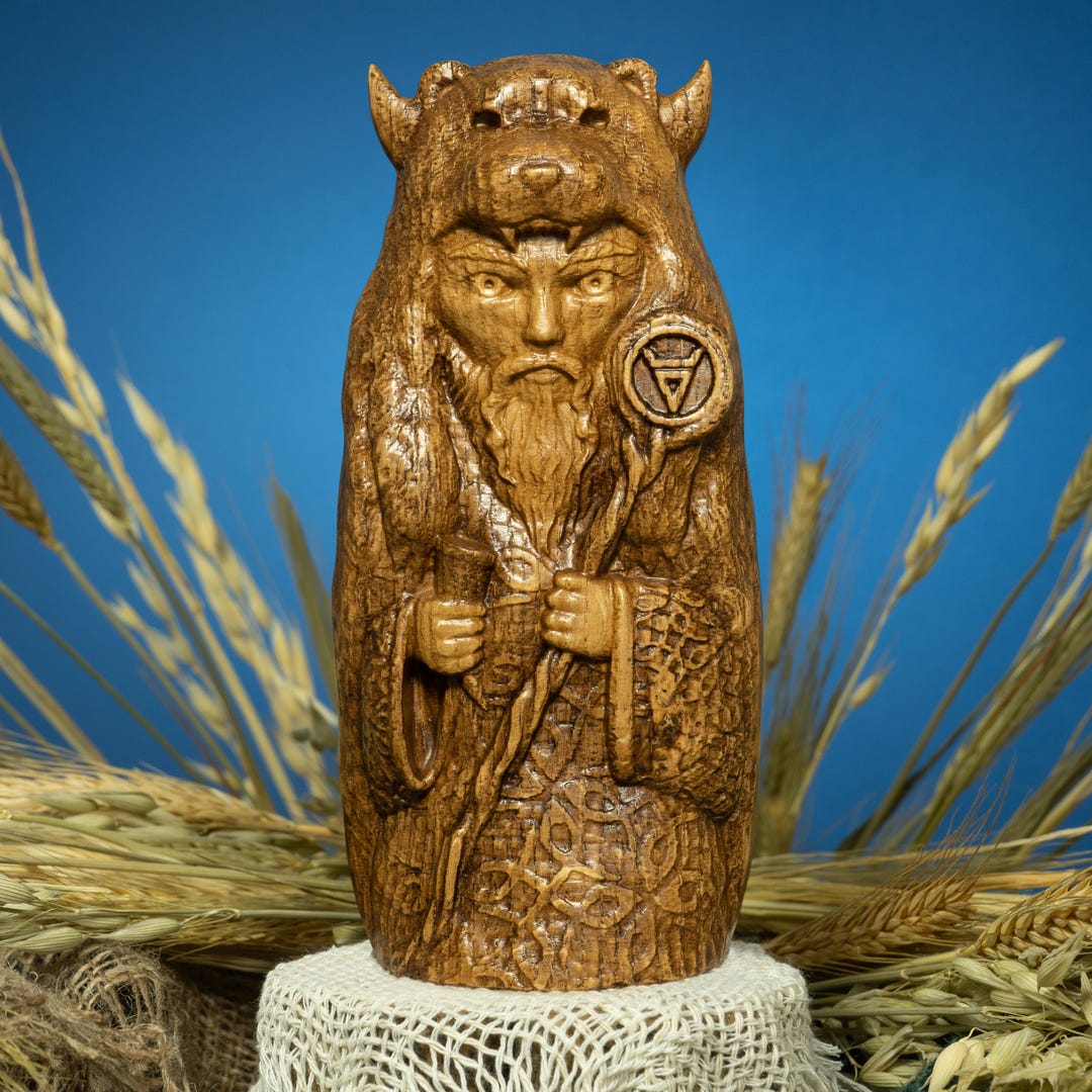 Veles Wooden Small Statue, Slavic Gods, God of Magic and Wisdom, Pagan ...